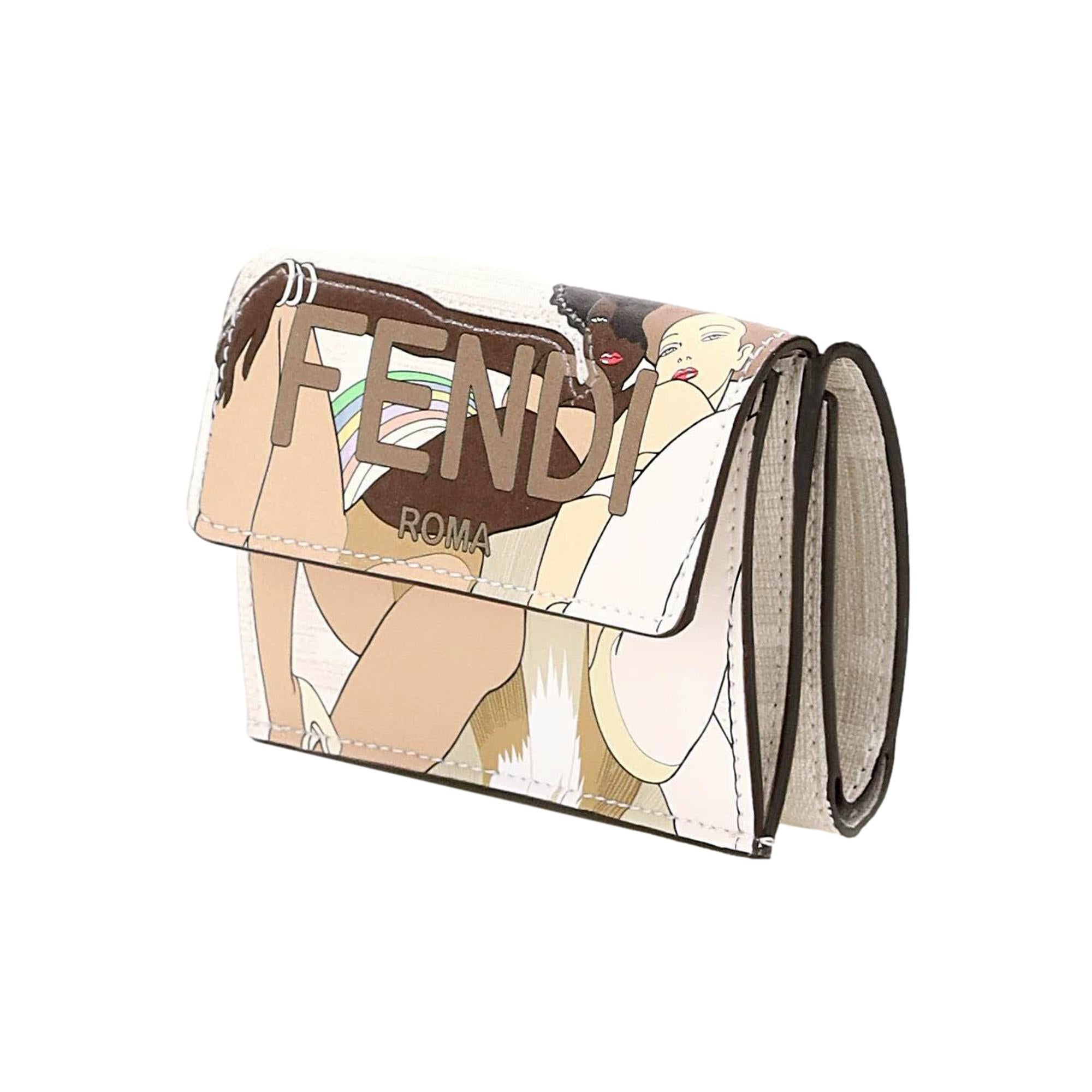 Fendi 'Bikini Girls' Coated Canvas and Calf Leather Small Trifold Wall – Queen Bee of Beverly Hills