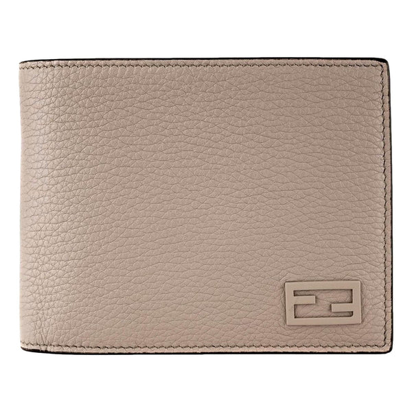 Fendi FF Logo Plaque Light Gray and Blue Pebbled Calf Leather Bifold W – Queen Bee of Beverly Hills